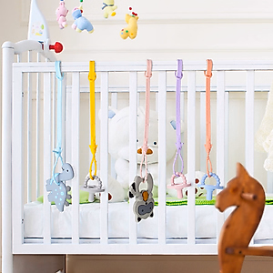 Nuanchu 10 Pcs Toy Straps for Baby, Silicone Set Pacifier Clip, Applies to Car Seat Toy, Teether Toy, High Chair, Stroller Accessories, Baby Toy Clips, Cribs, Rocking Chair