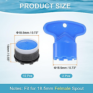uxcell 10Pcs 18.5mm Cache Faucet Aerator with 2Pcs Removal Wrench Tool, Faucet Replacement Parts, Water Saving Flow Restrictor Set Replacement Parts for Kitchen Bathroom Sink