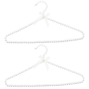 PRETYZOOM Elegant Clothes Hangers Pearl Beads: Clothes Hangers Dress Coat Hangers Closet Coat Storage Organizer Dry Rack 2PCS