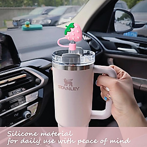 GAISHION 8Pcs Straw Covers Cap Toppers Tips Compatible with Stanley 40/30 oz Tumbler Cups,Reusable Cute Silicone Straw Lids Protectors for 0.4 in/10mm Stanley Cups Straws Accessories(8PCS)