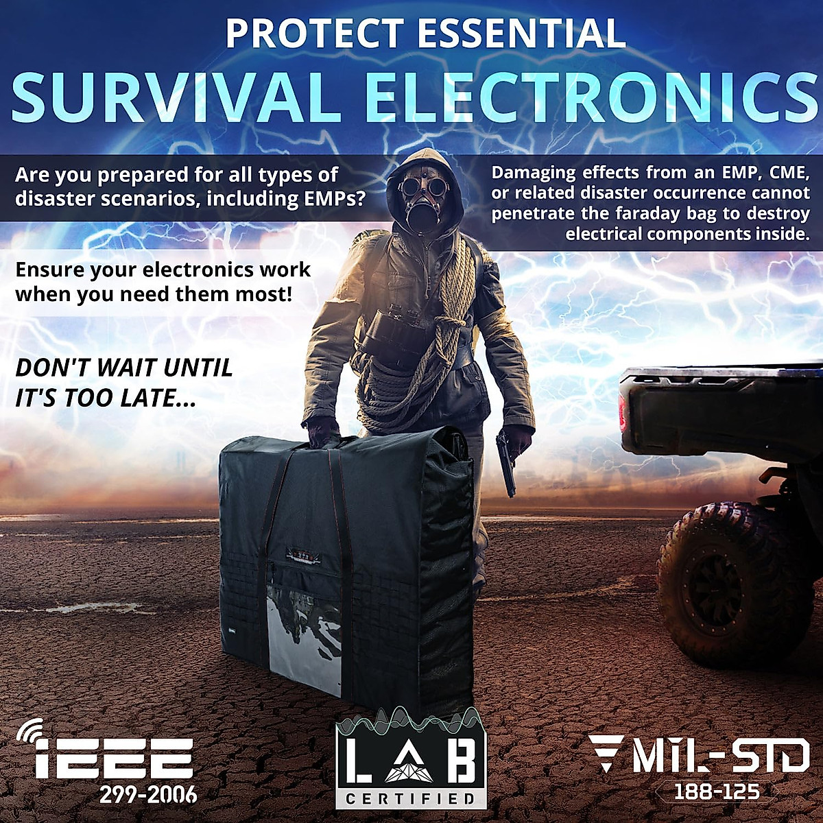 Mission Darkness Eclipse Faraday Bag for Solar Panels & Extra-Large Electronics // Military-Grade RF Shielding Case Designed for EMP CME Solar Flare Protection, Preppers, and Personal Security