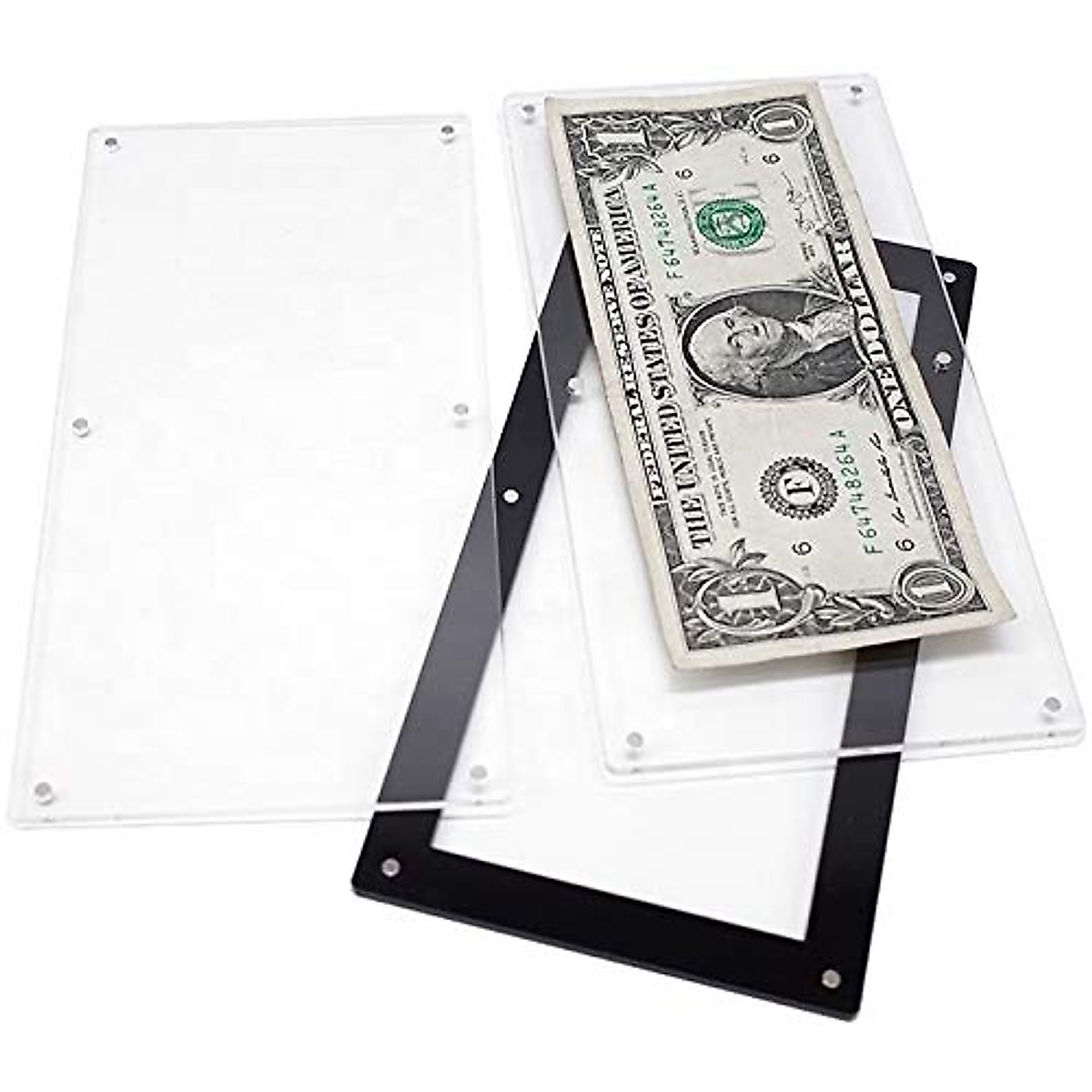 yashchykov Dollar Bill Frame - Money Frame Display - Currency Holder - Clear Picture Frame – Bill Holder (Black Acrylic)