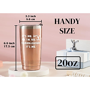 Onebttl Cheerleader Gifts For Girls, Women - 20oz/590ml Stainless Steel Insulated Tumbler with Straw, Lid - Gift for Cheerleading, Coach or Cheer Squad - It's Me, Rosegold