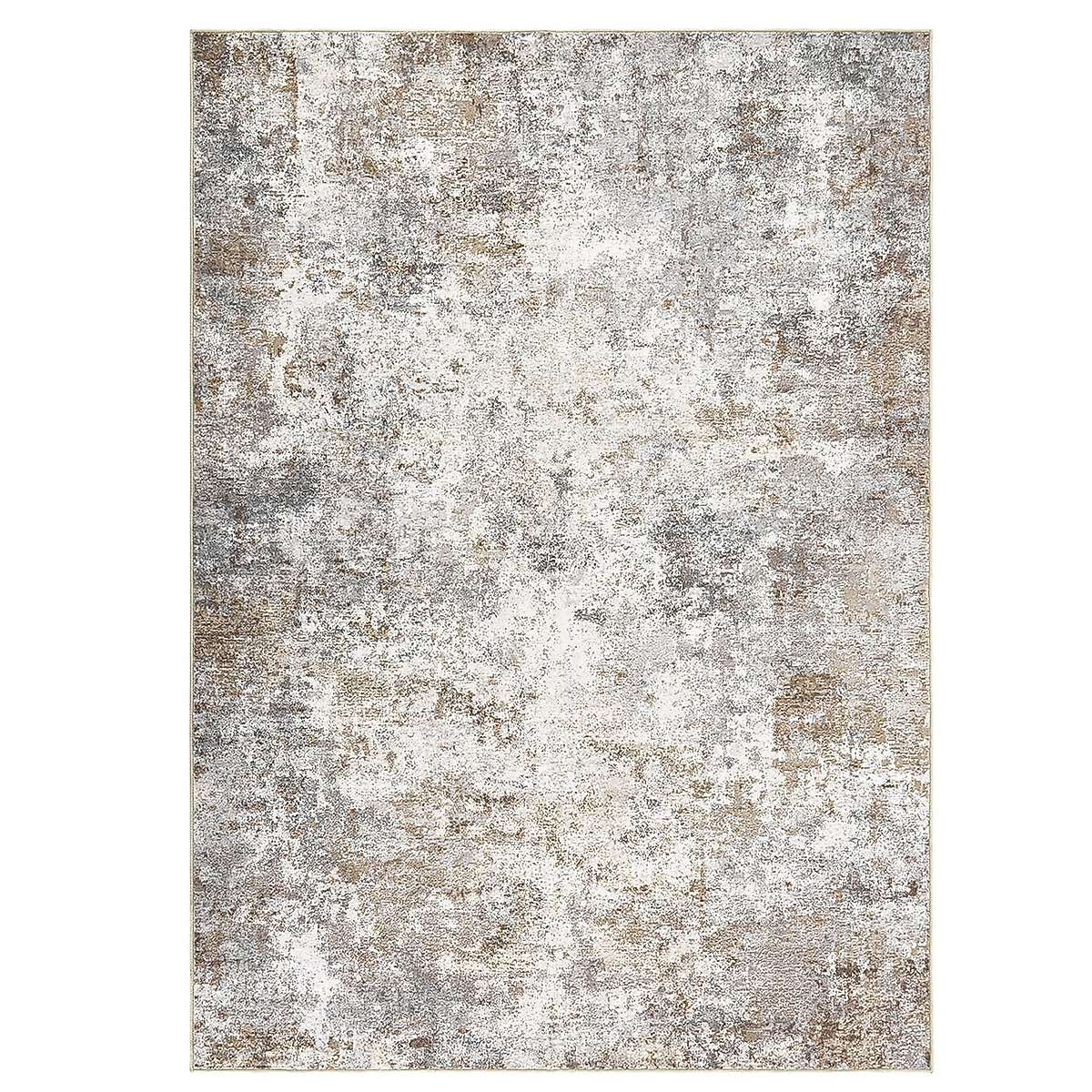 UERMEI 9x12 Area Rug Living Room Rugs - Washable Neutral Modern Abstract Soft Thin Large Rug Indoor Floor No Slip Rug Carpet for Bedroom Under Dining Table Home Office Decor - Brown Grey