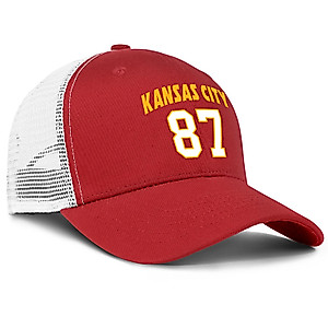 Kansas Red City Hat Gifts Men Women Apparel Travis Mesh Kelce Number 87 Embroidered Cap Youth Adjustable Snapback Trucker Hats