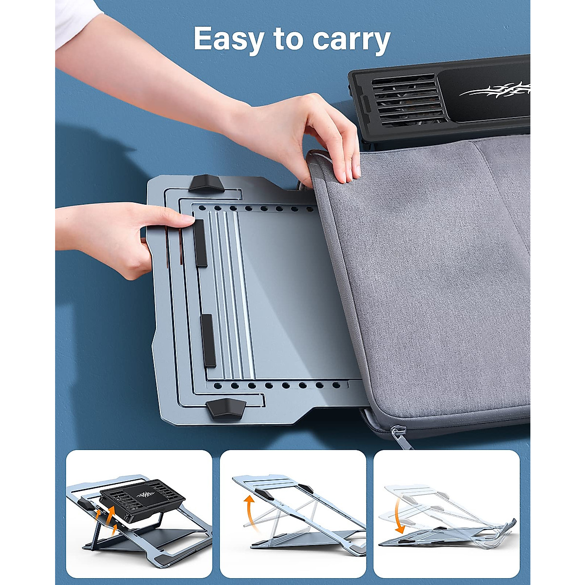 Laptop Stand, FOFOTOSS Adjustable Laptop Cooling Pad, Aluminum Laptop Cooler Stand for Desk, Multi-Angle Stand Compatible with MacBook Air Pro, All Notebooks 10-15.6" 【Semiconductor Refrigeration】