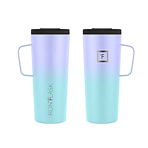 IRON °FLASK Grip Coffee Mug 2.0-24 Oz, Leak Proof, Vacuum Insulated Stainless Steel Bottle, Double Walled, Thermo Travel, Hot Cold, Water Metal Canteen - Cotton Candy