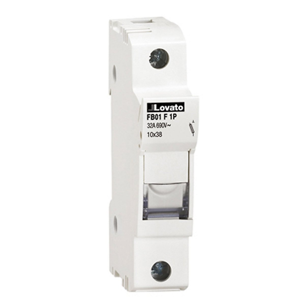 Automation Systems Interconnect AFB01F1P DIN Rail Mounted Midget Fuse Holder, 1 Pole, 10 x 38 mm, 13/32" Diameter x 1.5" Length, 18 to 8 AWG, 30 Amp, 600V