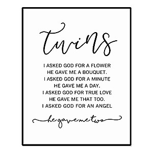 Twins Nursery Wall Art, Twin Baby Girl, Kids Room Decor, Twin Baby Boy, Nursery Bedroom Wall Decor, 8 x 10 Inches Unframed