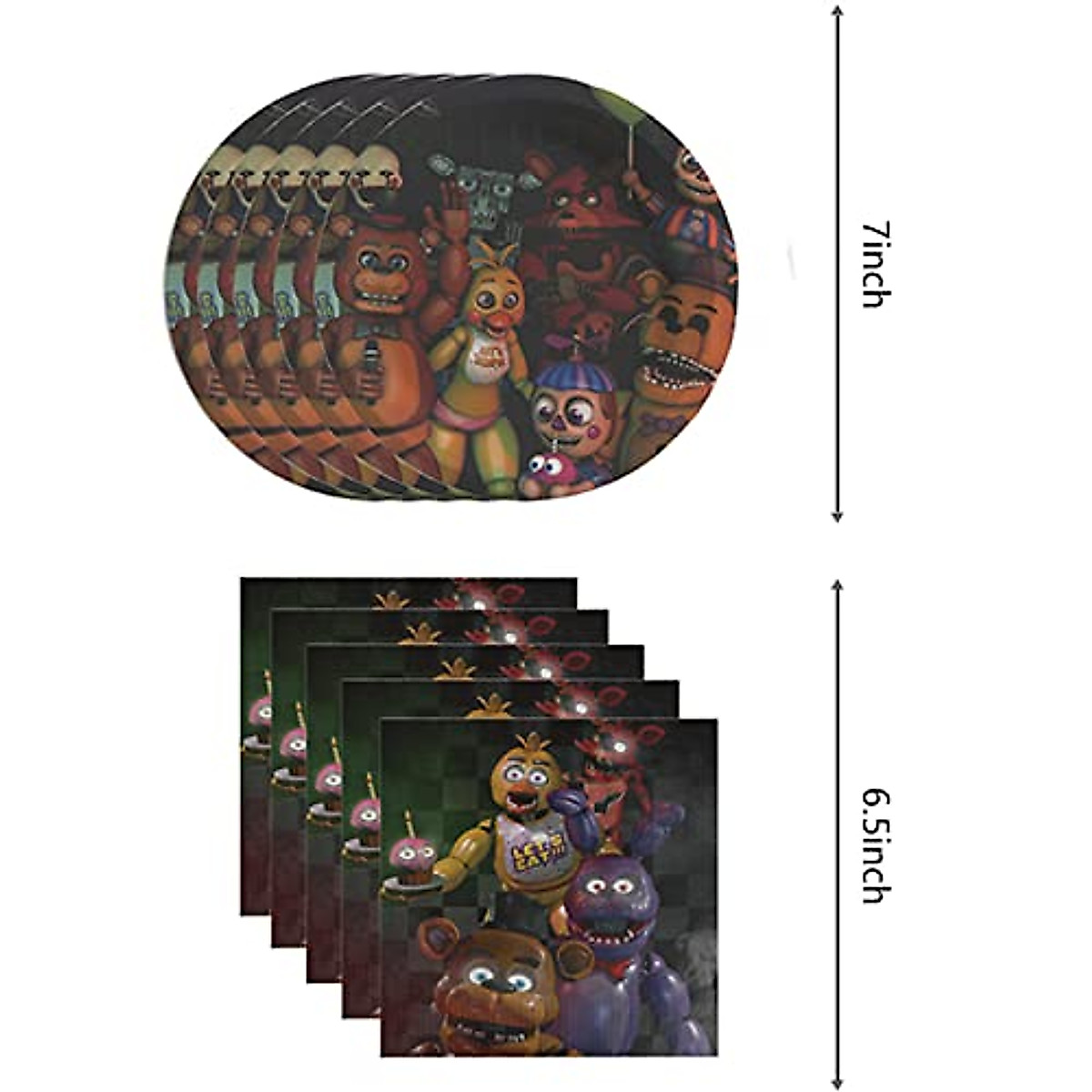 BCASA 41Pack Five Nights at Freddy's Party Supplies 20 plates, 20 napkins 1tablecloth for the Five Nights at Freddy's birthday party decoration