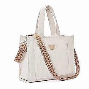 CLUCI Corduroy Tote Bag For Women Casual Zipper Tote Fashion Shoulder Handbag Hobo Bag Beige