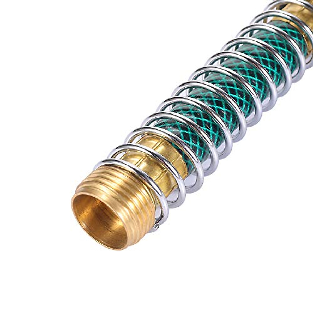 Garden Hose Coiled Spring Protector with Solid Brass Faucet Hoses Coupling Adapter Extension with Comfortable Rubberized Grip 2pcs