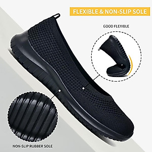 Zuwoigo Women’s Slip-On Walking Shoes Lightweight & Comfortable Casual Loafers Breathable Sneakers 7 B(M) US All Black