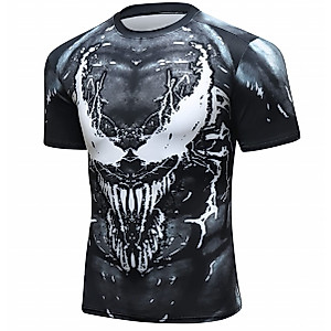 Red Plume Men's Compression Shirt Short Sleeve Base layer Tops Cool Dry T Shirts (Style b, L)