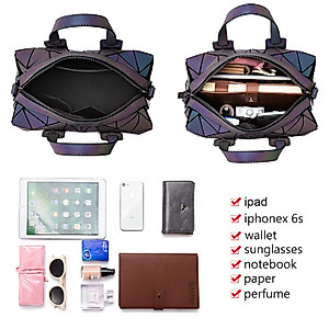 LOVEVOOK Geometric Luminous Crossbody Bags for Women Holographic Reflective Handbags Shoulder bags