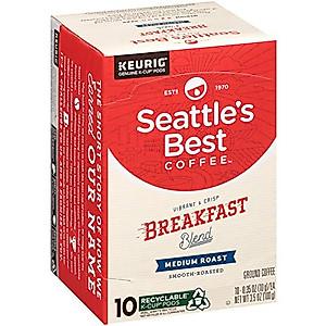 Seattle’s Best Coffee K-Cup Pods, Breakfast Blend, Medium Roast Smooth-Roasted Ground Coffee, 10 CT K- Cups/Box (Pack of 1 Box)
