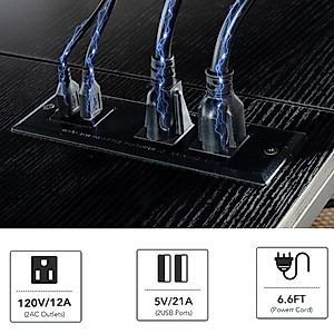 Clikuutory Modern Black 63 inch Metal TV Stand with LED Lights and Power Outlets for 40 50 55 60 65 70 Inch TVs, 3 Tier Television Stands with Entertainment Center and Storage for Living Room, Bedroom