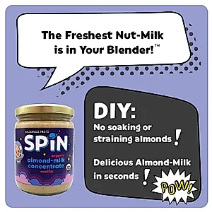 Wilderness Poets SPiN, Organic Almond Milk Concentrate (Vanilla) - 28 Servings - Make Almond Milk or Non-Dairy Creamer for Coffee, Tea, Lattes, Smoothies and Vegan Desserts (16 Ounce)