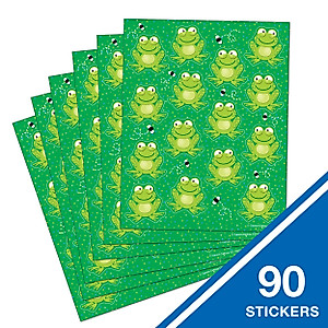 Carson Dellosa 90 Frog Stickers for Kids, 6 Sheets of Incentives for Crafts, Prizes, Scrapbooking, Water Bottle, Science, Reward Chart, and School Supplies, Classroom Must Haves