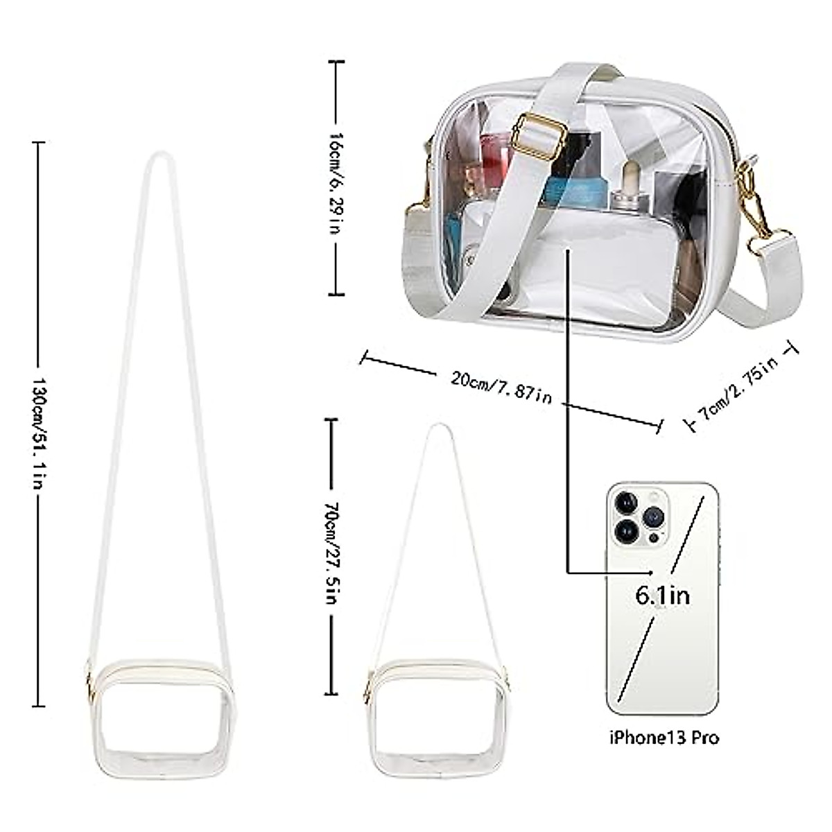 Zyig clear bag stadium approved clear purse Stadium Approved Crossbody Women Small Handbags Transparent for Concert Activityclear bag clear purse