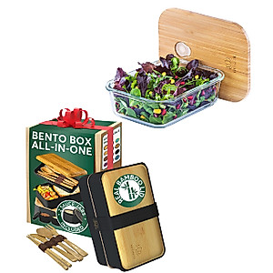 Umami Premium 40 oz Bento Lunch Box with 36 oz Glass Food Storage Container Set, Leak-Proof, Eco-Friendly, Spacious, and Perfect for Packing Healthy Meals and Leftovers