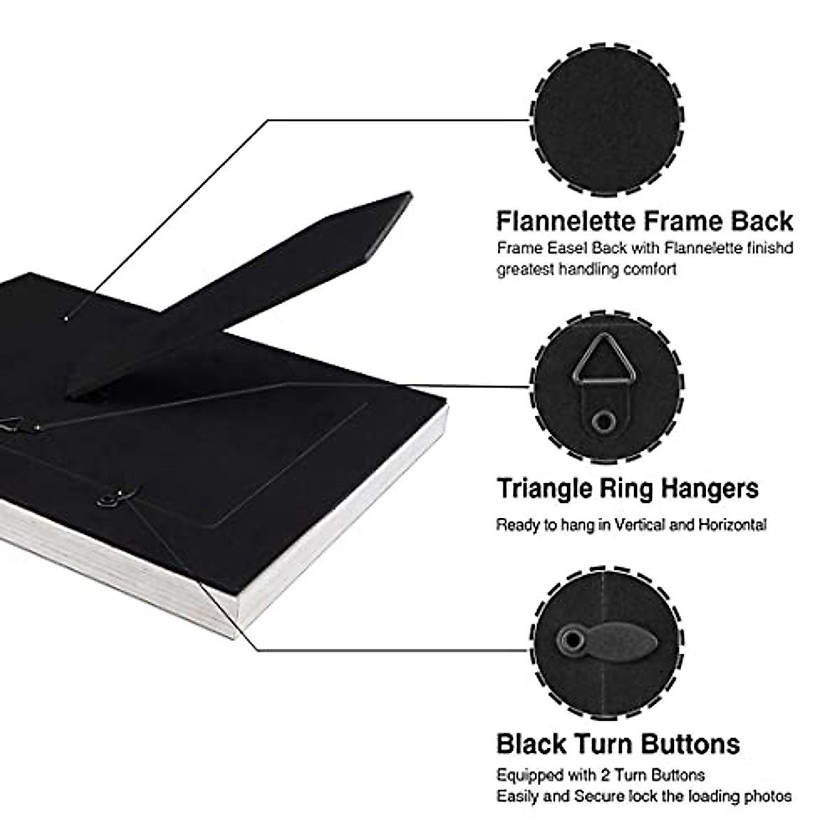 LaVie Home 5x7 Picture Frames (3 Pack, Distressed White Wood Grain) Rustic Photo Frame Set with High Definition Glass for Wall Mount & Table Top Display