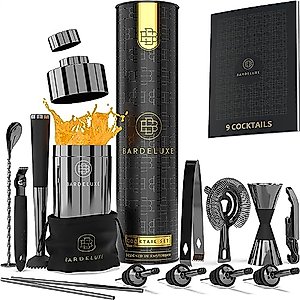 BarDeluxe Bartender Kit, Cocktail Shaker Set, Bar Set | Mixology Bartender Kit, Cocktail Set, Cocktail Kit | Shaker Set Bartender Kit, Cocktail Shaker Kit, Bartending Kit | Mixology Set (Black)