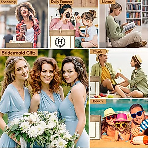 TOPEAST Christmas Gifts for Women - Monogrammed Tote Bags for Women with Zipper, Personalized Wedding Gifts Bridal Shower Gift Bridesmaid Gifts, Thank You Gifts for Mom Teacher Wife Letter M