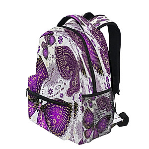 ALAZA Butterfly Violet Flower Purple Travel Laptop Backpack Business Daypack School Bag Bookbag Fit 15.6 Inch Laptops for Women Men Girls