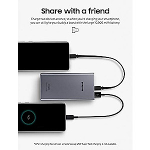 SAMSUNG 10,000 mAh Super Fast 25W Portable Charger Battery Pack USB-C , Silver (US Version with Warranty)
