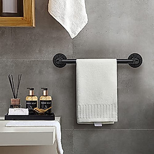 Industrial Pipe Towel Rack 18 Inch Black Towel Bar Heavy Duty Rustic Hand Towel Bar Wall Mounted DIY Rustic Iron Towel Holder for Bathroom Wall 1 Pack