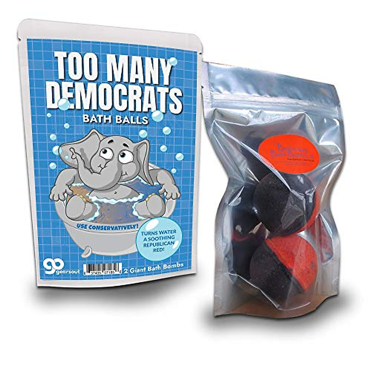 Too Many Democrats Bath Balls - Funny Bath Bombs, XL Black Cherry Fizzers, Handcrafted, Made in The USA, 2 Count