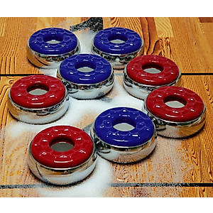 Shuffleboard Pucks w/ 2 Cans Shuffleboard Wax, Mini Dustpan and Brush for Shuffleboard Table, Complete Shuffleboard Accessories Bundle (2 1/8" (53mm), Medium Speed)