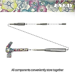 ENKAY - 6 in 1 Floral Hammer and Screwdriver, Multifunction Claw Hammer Tool with Flower Print (Pattern 3)