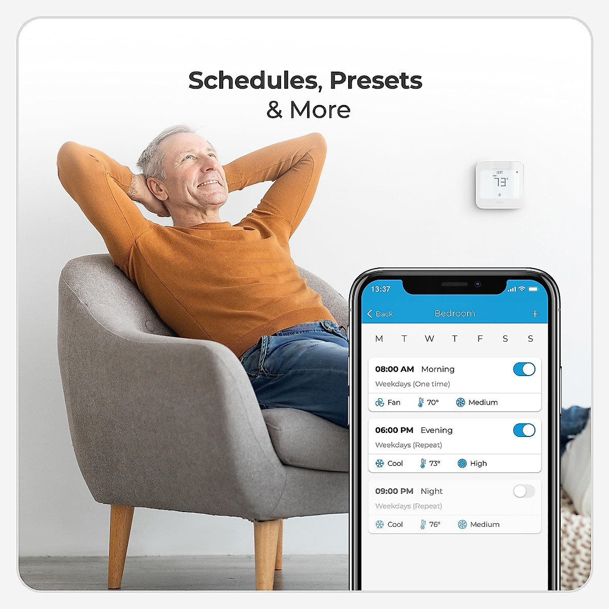 Breez Max | Smart AC Controller | WiFi Thermostat for Mini-Split, Window, Portable ACS/Heat Pumps | AI-Based Tech | Free App, No Subscriptions | Alexa, Google, Siri Shortcuts, IFTTT (White)