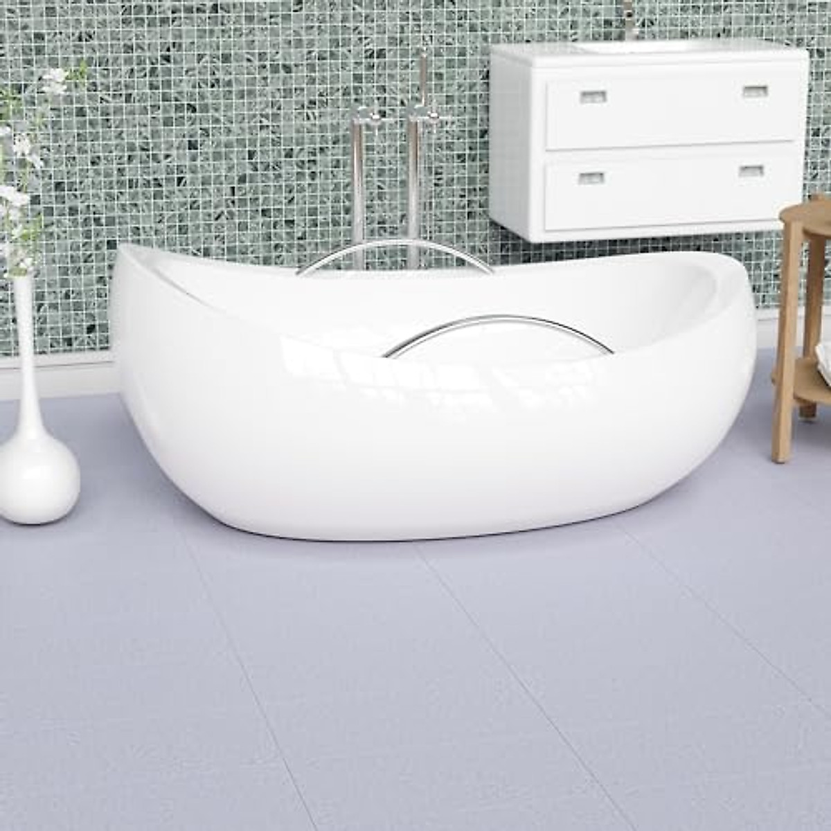 Stickyart 15-Piece Grey Peel and Stick Marble Vinyl Floor Tile for Bedroom Bathroom Waterproof 12"x24" Self Adhesive Marble Floor Tile Stickers Peel and Stick Flooring for Kitchen Laundry Removable