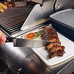 Mr. Bar-B-Q BBQ Food Prep, Store & Marinade Tray Set Includes Built-in Cutting Board That Snaps into Lid & Marinade Container for Marinating Meat for All Your Grilled Barbecue