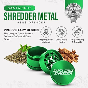 Santa Cruz Shredder Metal Herb Grinder Knurled Top for Stronger Grip 3 Piece Small 1.7" (Green)