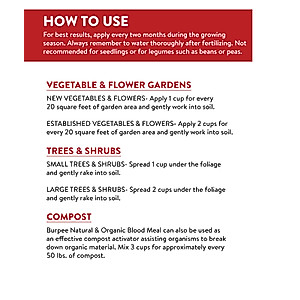 Burpee Organic Blood Meal Fertilizer | Add to Potting Soil | Excellent Natural Source of Nitrogen | for Tomatoes, Spinach, Broccoli, Leafy Greens | 3 lb, 1-Pack