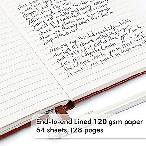 3 Pack Notebooks Journals Bulk with 3 Black Pens, Feela A5 Hardcover Notebook Classic Ruled Lined Journal Set with Pen Holder for Work Business Journaling Note Taking, 120 GSM, 5.1”x8.3”, Brown