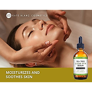 Tea Tree Serum for Face and Acne Prone Skin (1oz) by Kate Blanc Cosmetics. Tea Tree Oil Face Serum to Fight Acne Scars, Pimples, Dark Spots. Promotes Clear Skin for Teens