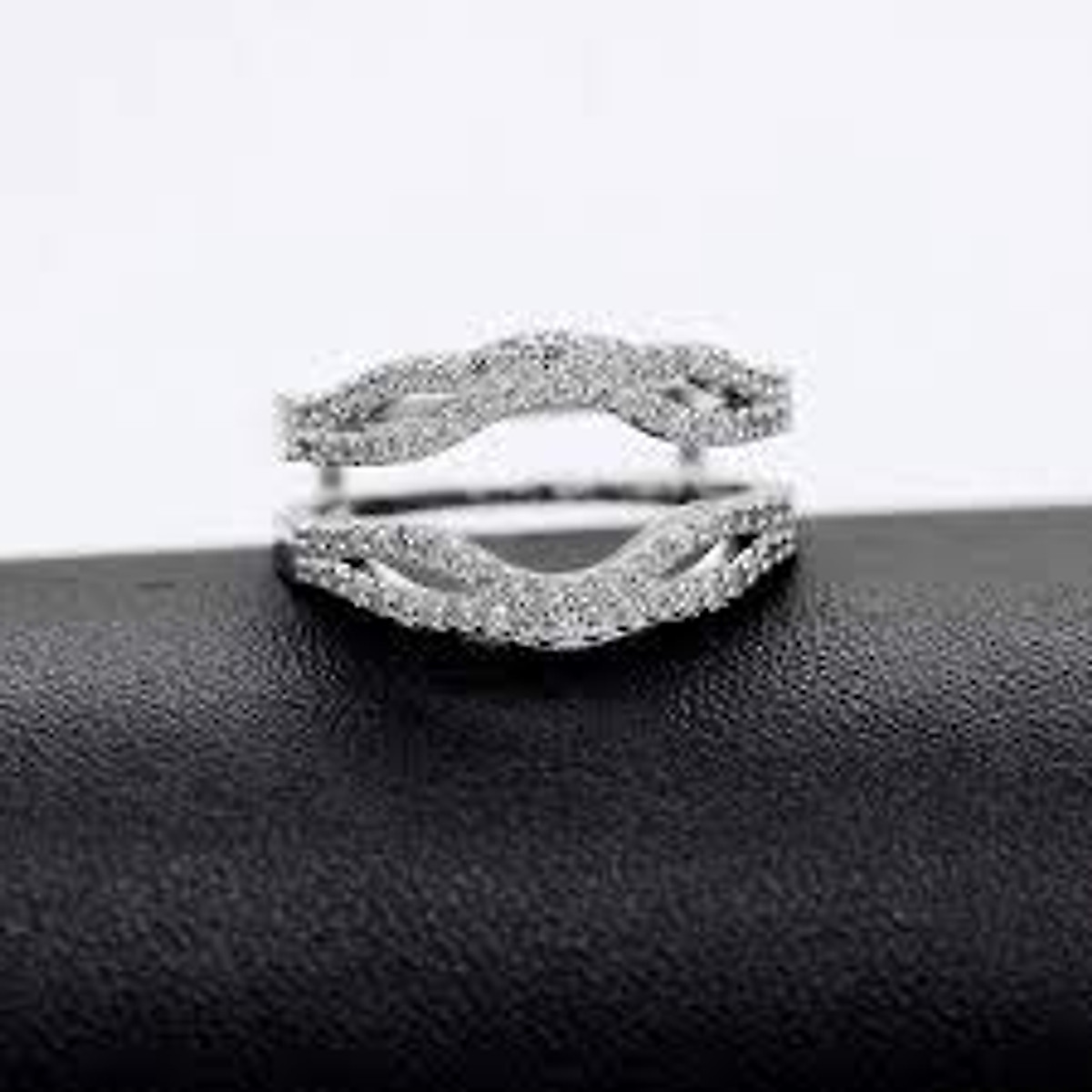 Uloveido 925 Sterling Silver Infinity Wedding Ring Guard Enhancer Double Band Engagement with Cubic Zirconia (Size 7.75)