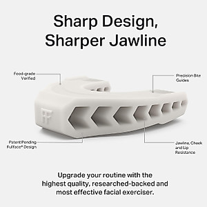 Jaw Exerciser by Facefit - Men & Women - Tone and strengthen your jawline, cheeks, chin and lips - Food-grade Silicone (Cool Grey)