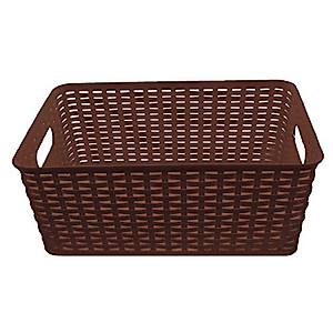 YBM Home Plastic Rattan Storage Box Basket Organizer Ba426 (1, brown)
