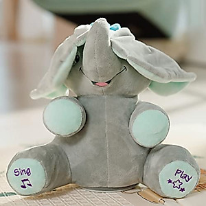 Nuby Peek a Boo Friends Animated Plush Toy with Music and Interactive Play, Baby Elephant