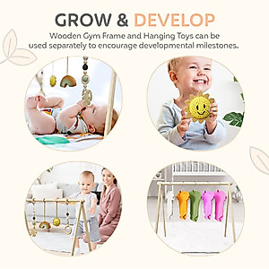 Wooden Baby Gym – Premium Infant Activity Gym with Hanging Bar for Wooden Toys – Wooden Play Gym Frame for Tummy Time Mat – Educational Baby Activity Gym for Newborn Gift for Baby Girl and Boy