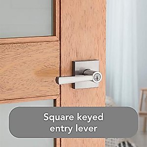 Baldwin Spyglass , Entry Door Handle Reversible Lever with Keyed Lock Featuring SmartKey Re-key Technology and Microban Protection, in Satin Nickel