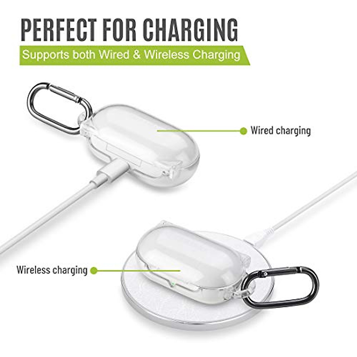 Kconn Polycarbonate Case for Galaxy Buds and Buds+ Plus, no Need Adhesive Case Cover, Hard and Shockproof, Compatible with Samsung Galaxy Buds and Buds Plus 2020 (Clear)