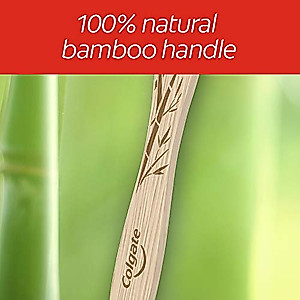 Colgate Charcoal Bamboo Toothbrushes, Eco Friendly Natural Bamboo Handle, Soft, 4 Count