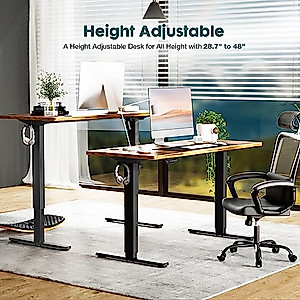 SMUG Electric Standing Desk with Memory Preset, Ergonomic Height Adjustable Table with T-Shaped Metal Bracket Modern Computer Workstations for Home Office, 4024, Rustic Brown